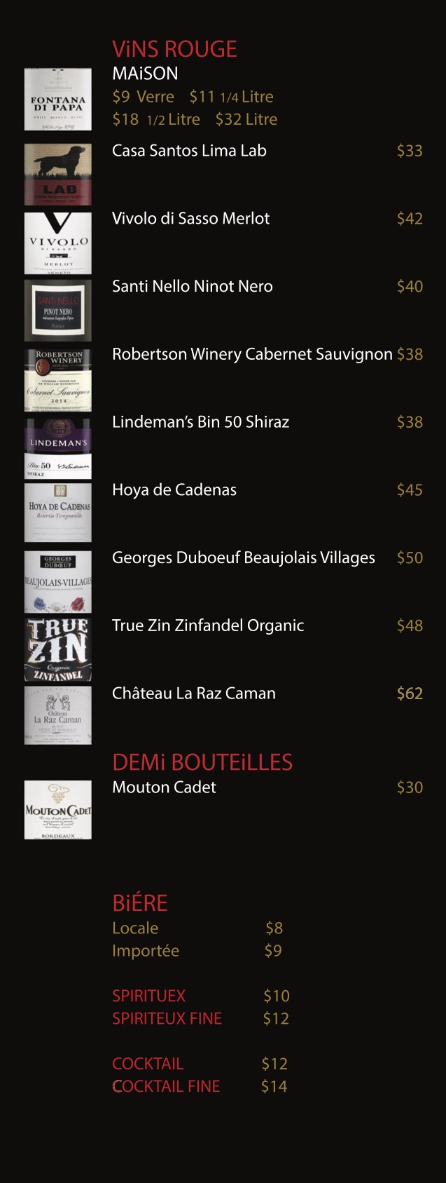 LISTE DE VINS – L'AUTHENTIQUE SZECHUAN